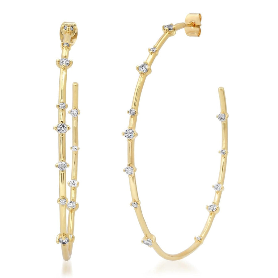 Extra Large Gold Hoops with CZ Stations – TAI JEWELRY