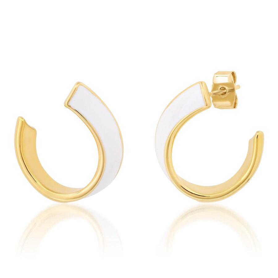 Gold and White Enamel Hoops – TAI JEWELRY