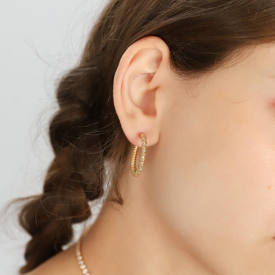 Medium Pave Twist Hoops | 18mm – TAI JEWELRY