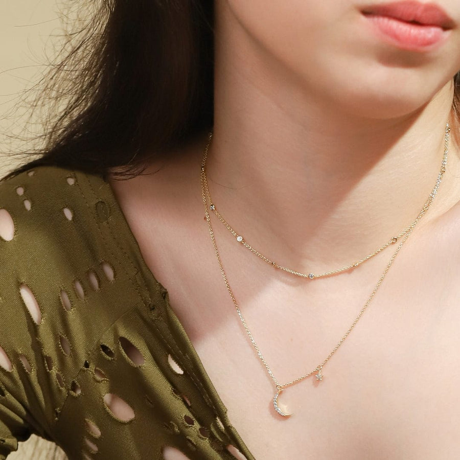 CZ Bezel Station Necklace – TAI JEWELRY