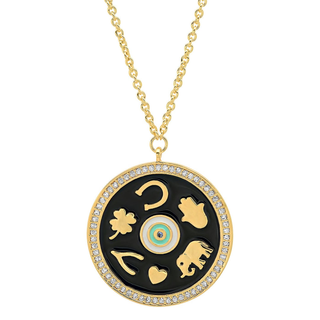 Enamel Luck Pendant Gold Necklace – TAI JEWELRY