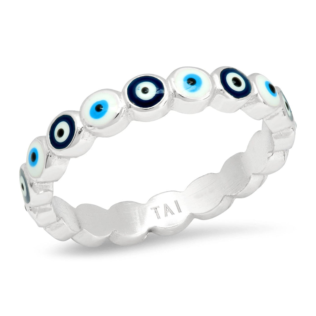 Enamel Evil Eye Ring – TAI JEWELRY